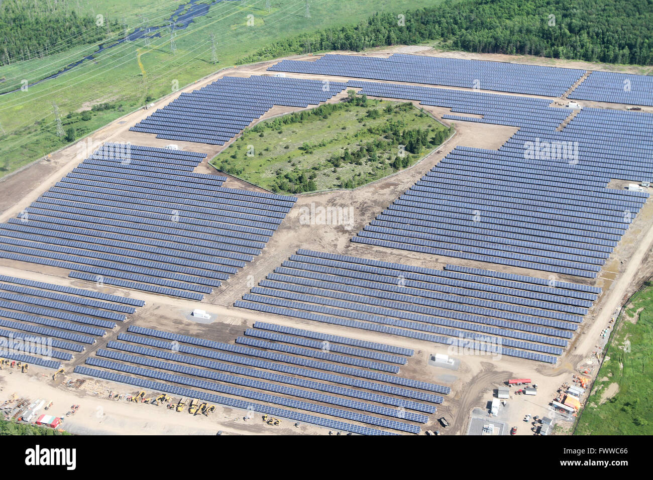 An aerial view of solar panels near Kingston, Ont., on June 28, 2014 ...