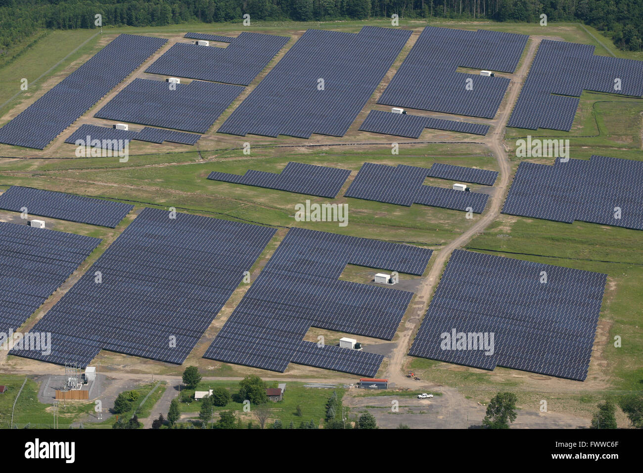 An aerial view of solar panels near Kingston, Ont., on June 28, 2014 ...