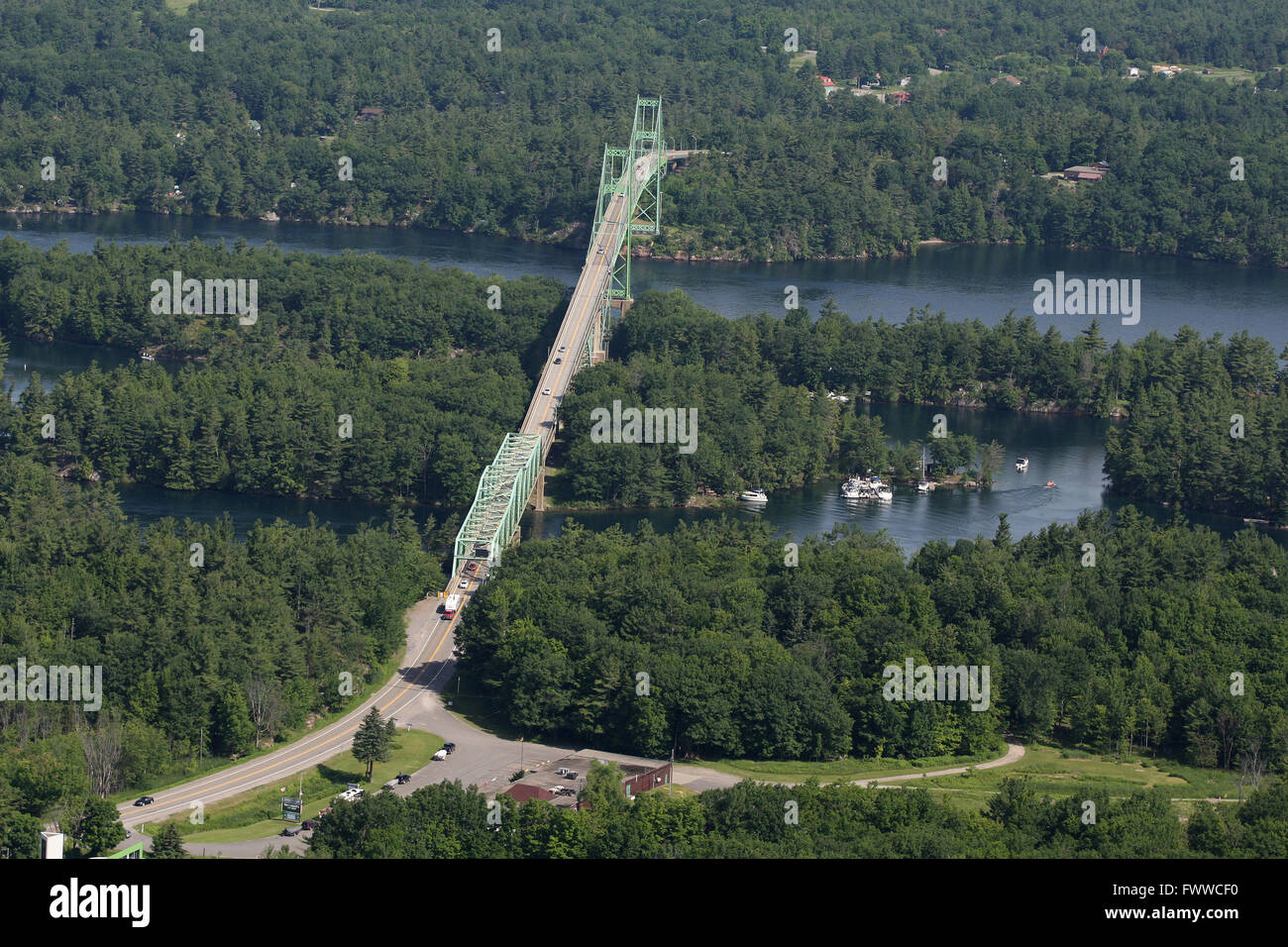 1000 Islands bridge by Hill Island, Ont., on June 29, 2014 Stock Photo ...
