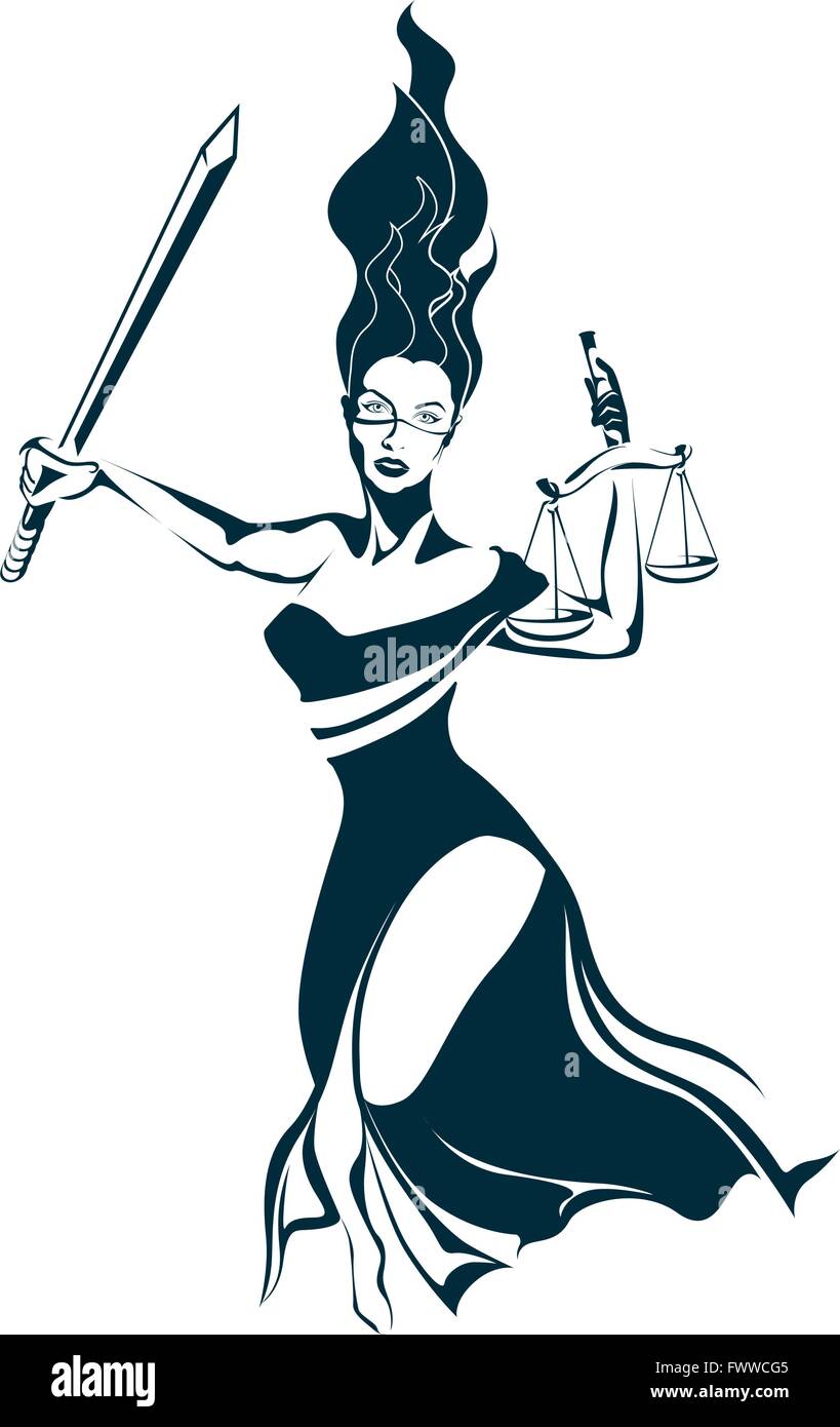 Lady Justice holding a sword and a scale Stock Vector Image & Art - Alamy