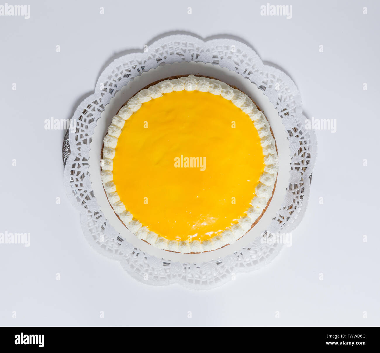 Advocaat cake on white background Stock Photo - Alamy
