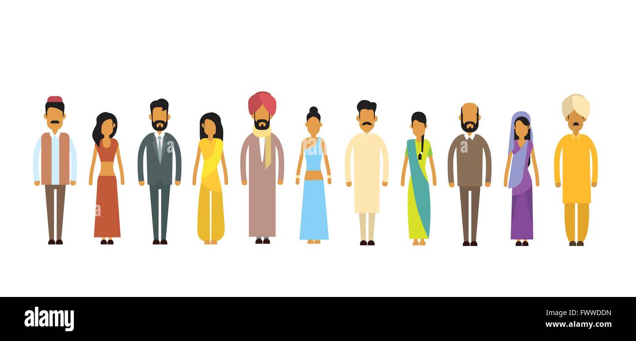 Indian People Group Traditional Clothes Stock Vector Image & Art - Alamy