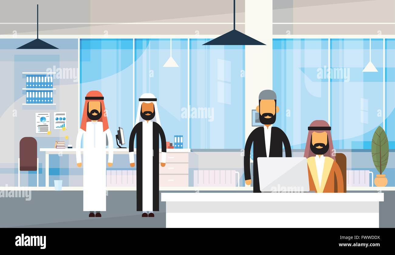 Arab People Businessman Group Traditional Clothes Arabic Business ...