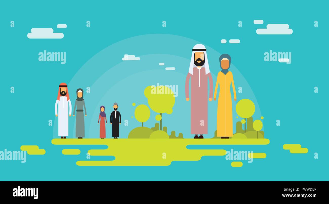 Arab wife husband vector saudi people couple hi-res stock photography ...