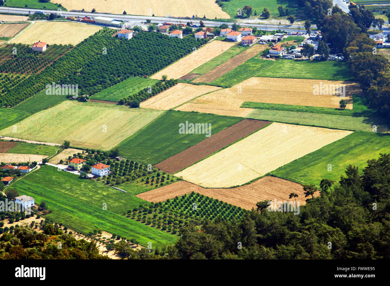 Aerial view over agricultural fields in Turkey Stock Photo - Alamy