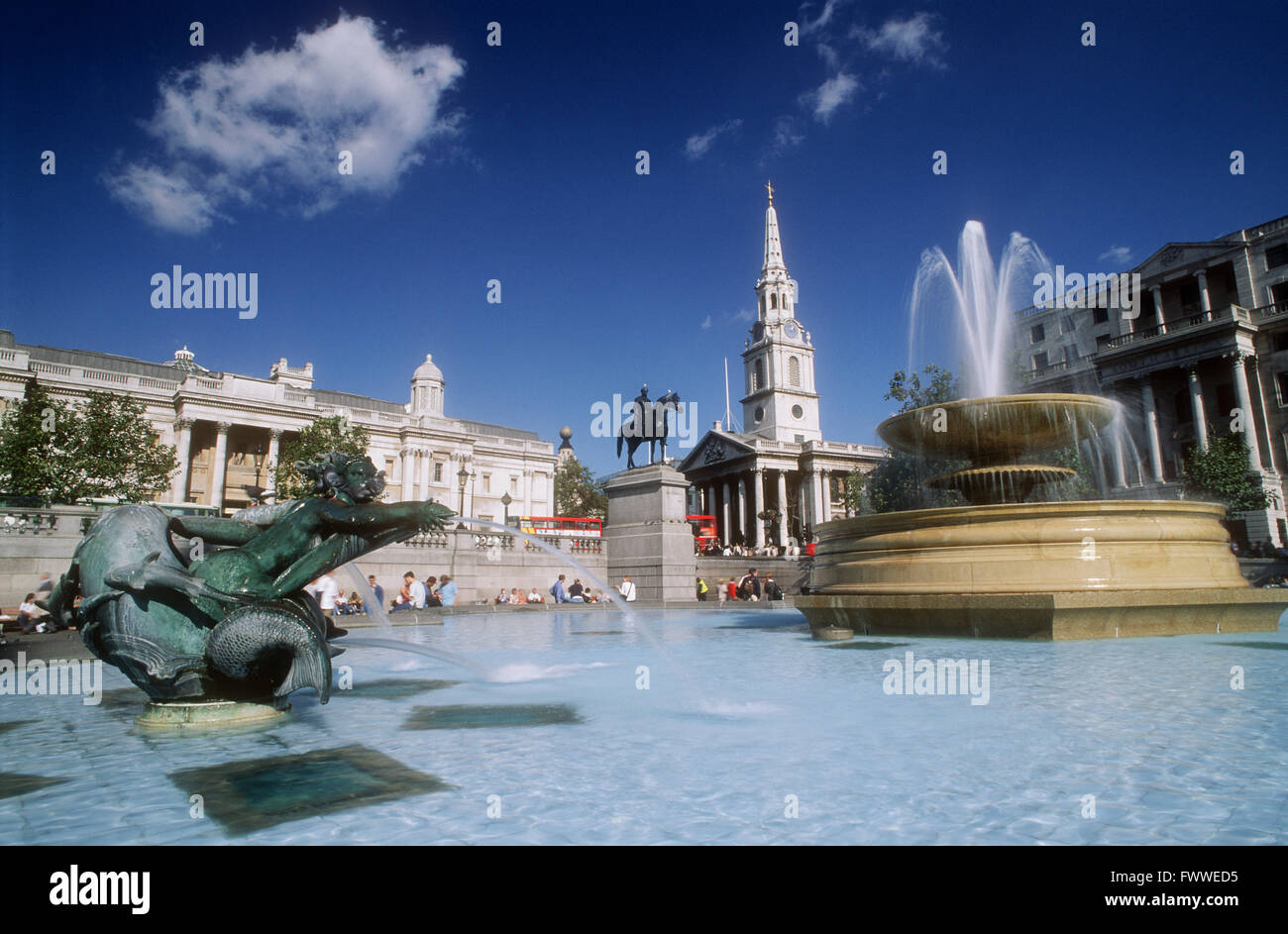 Water Fountain at Trafalgar Square, London, United Kingdom Stock Photo ...