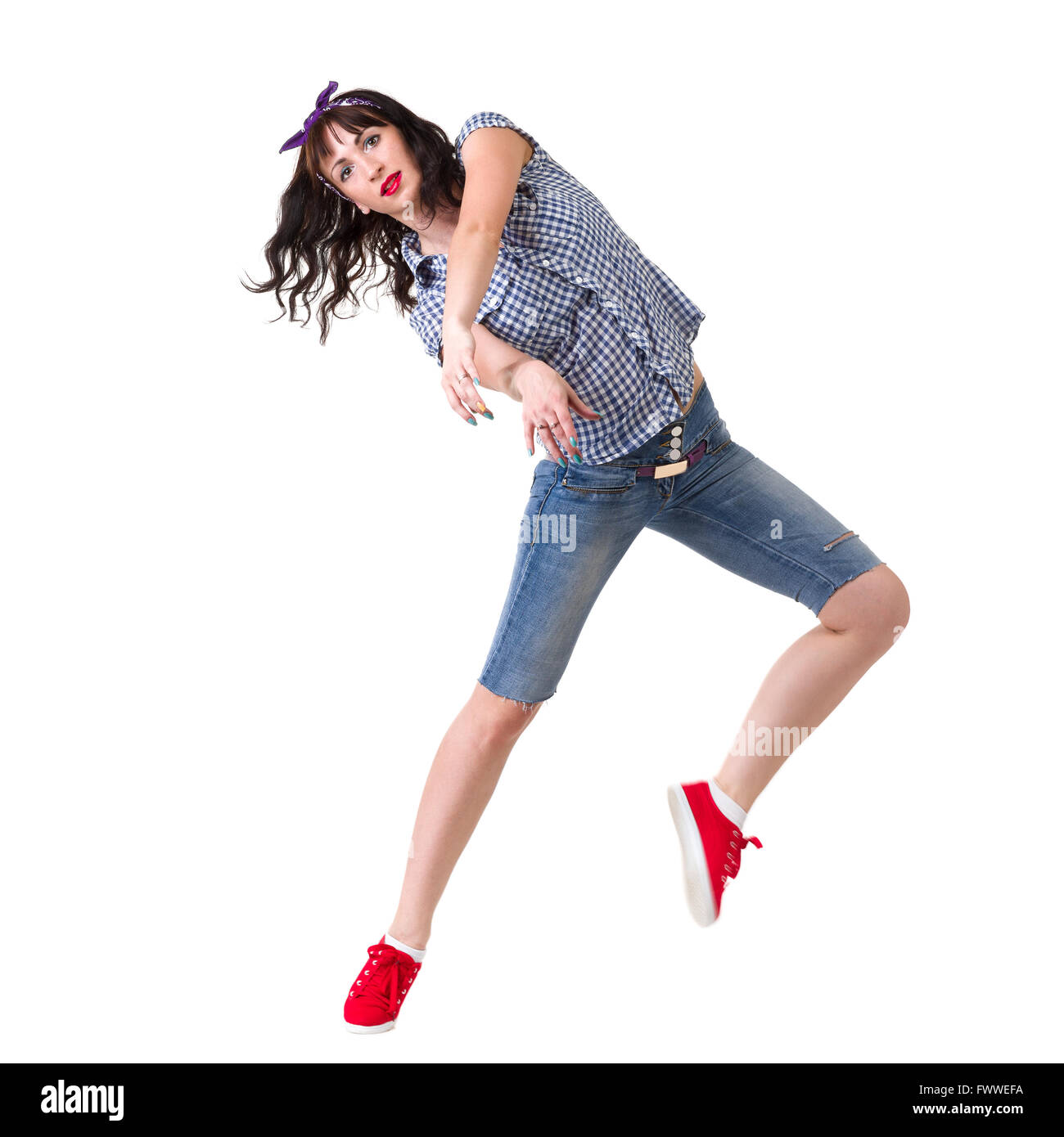 Aerobics fitness woman exercising isolated in full body Stock Photo - Alamy