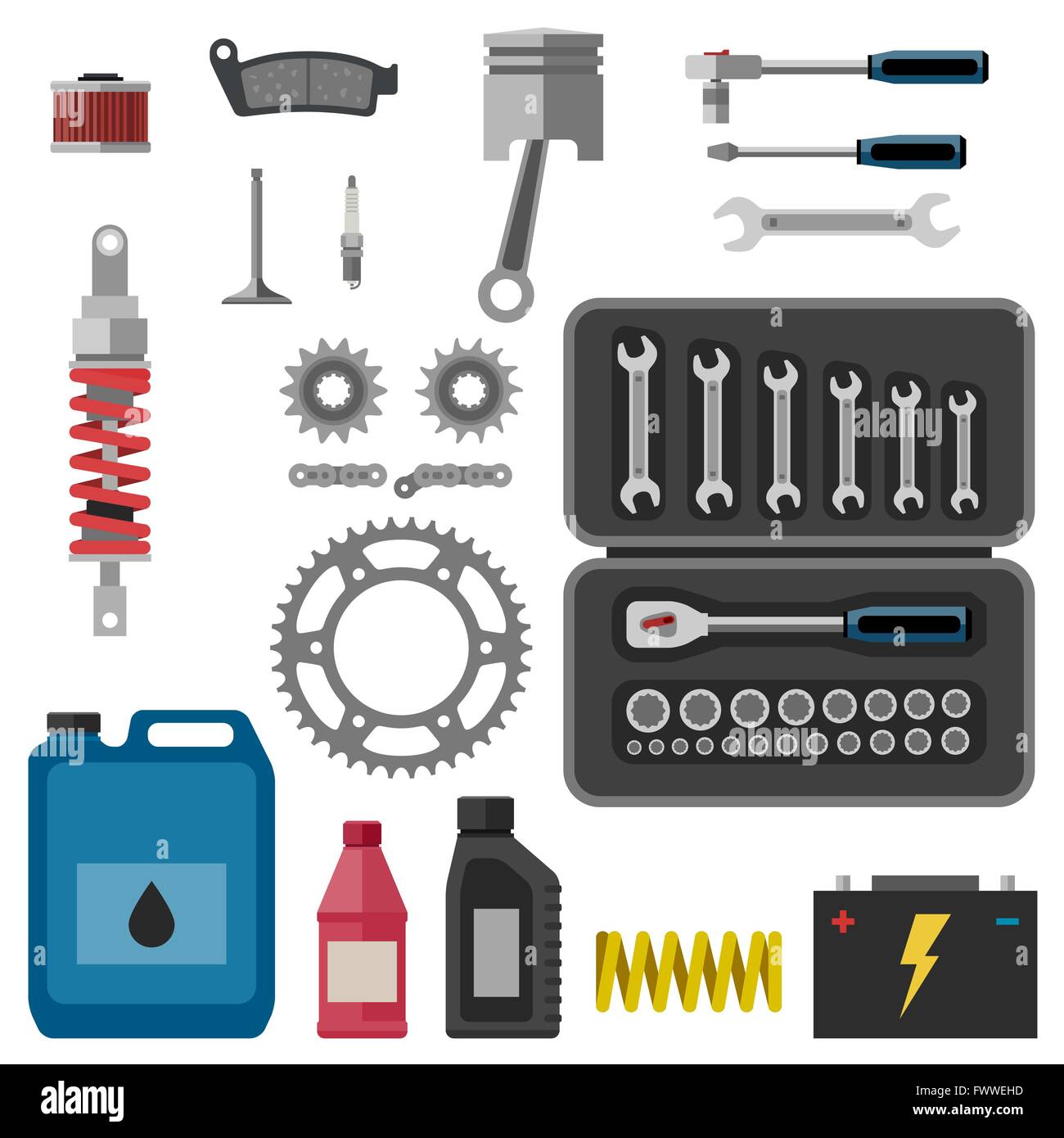 Moto parts with tools Stock Vector Image & Art - Alamy