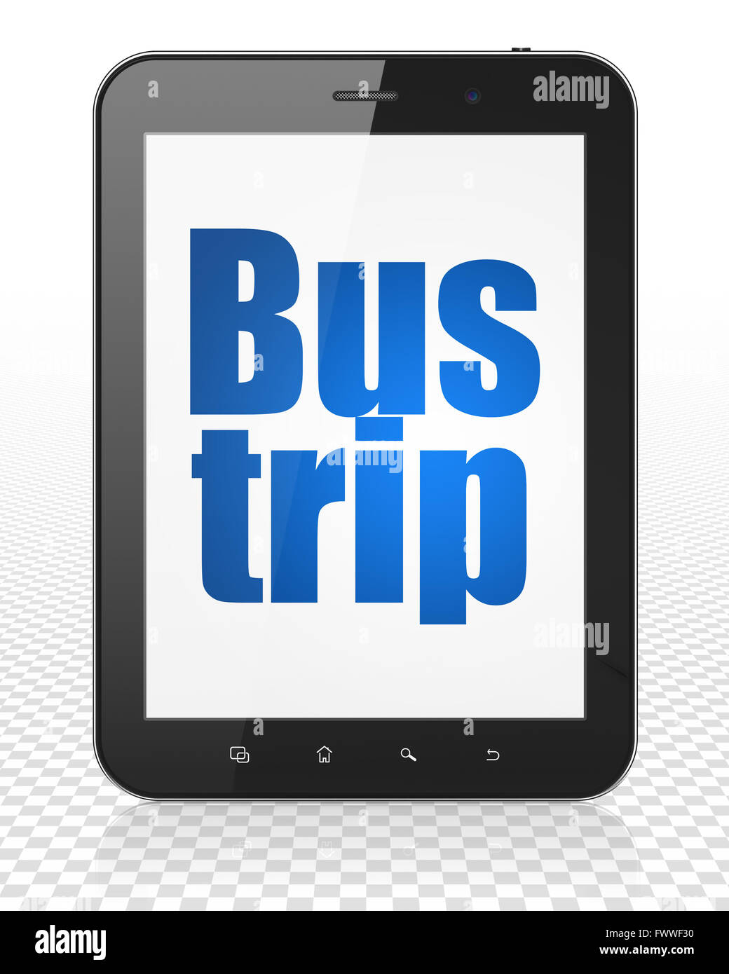 Tourism concept: Tablet Pc Computer with Bus Trip on display Stock ...