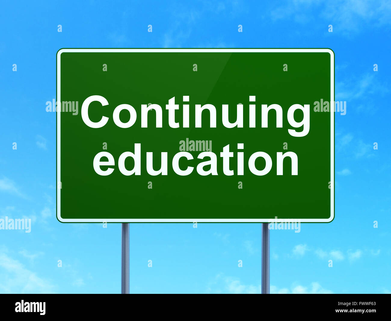 Studying concept: Continuing Education on road sign background Stock ...