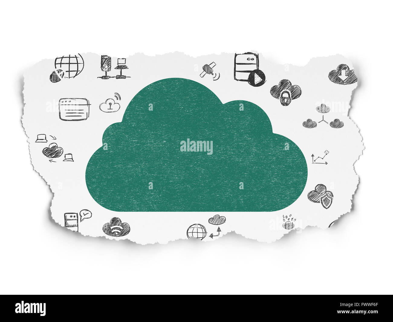Cloud computing concept: Cloud on Torn Paper background Stock Photo - Alamy
