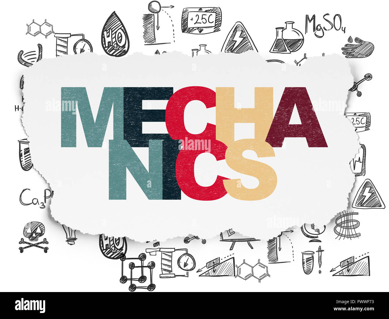 Science concept: Mechanics on Torn Paper background Stock Photo - Alamy