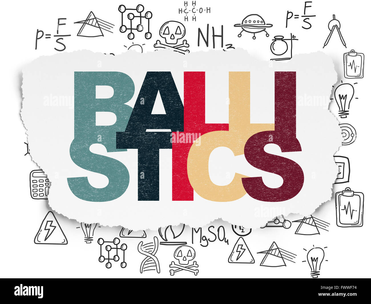 Science concept: Ballistics on Torn Paper background Stock Photo - Alamy