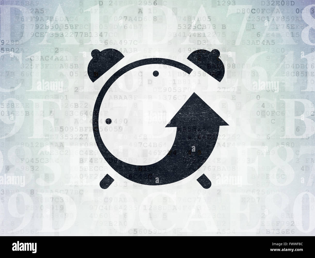Timeline concept: Alarm Clock on Digital Paper background Stock Photo ...