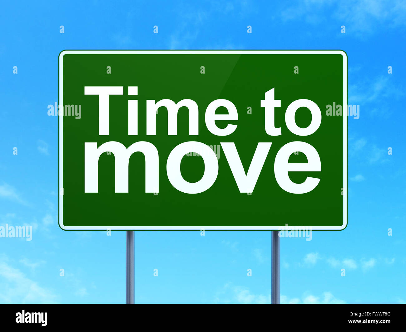 Time concept: Time to Move on road sign background Stock Photo - Alamy