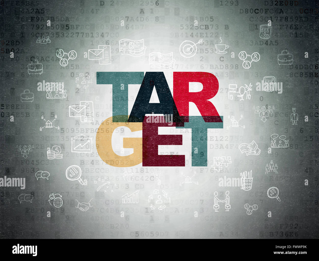 Business concept: Target on Digital Paper background Stock Photo - Alamy