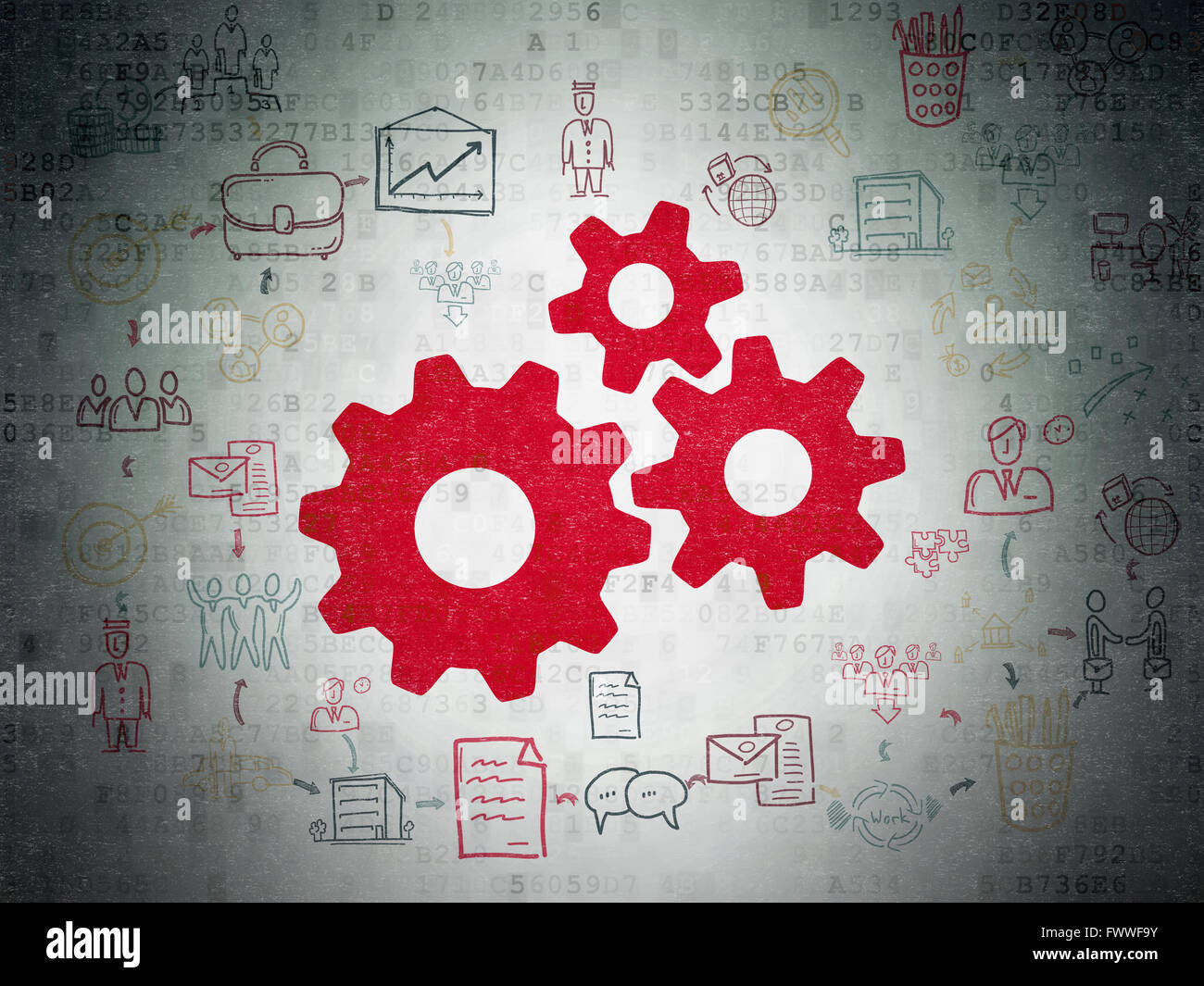 Business concept: Gears on Digital Paper background Stock Photo - Alamy
