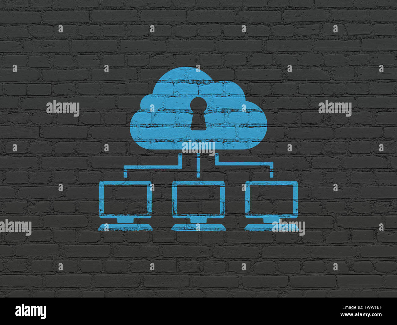 Security concept: Cloud Network on wall background Stock Photo - Alamy