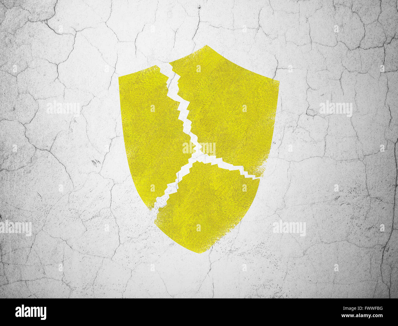 Safety concept: Broken Shield on wall background Stock Photo - Alamy