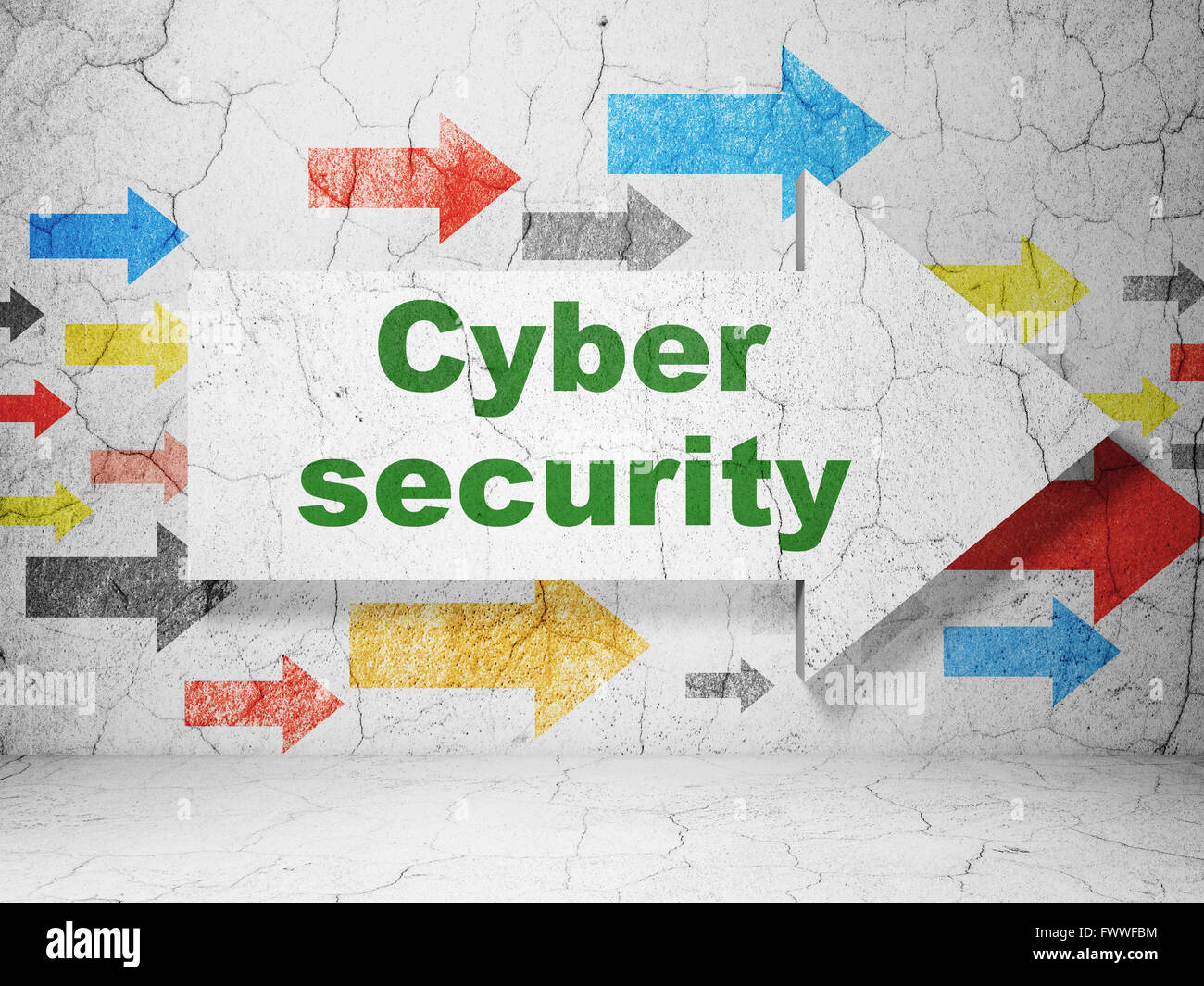 Protection concept: arrow with Cyber Security on grunge wall background ...