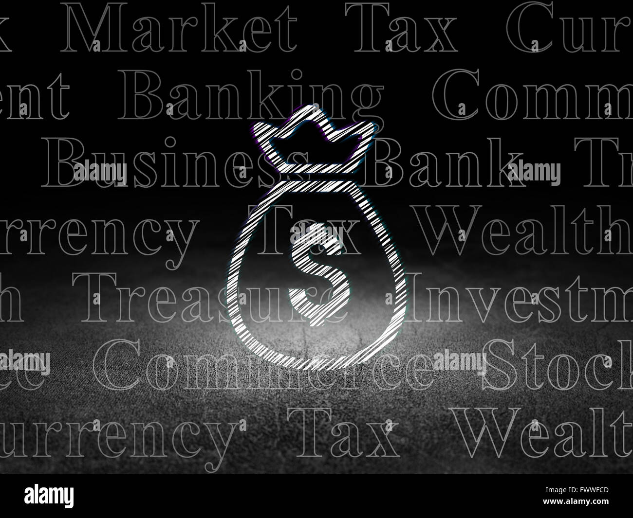 Banking concept: Money Bag in grunge dark room Stock Photo - Alamy