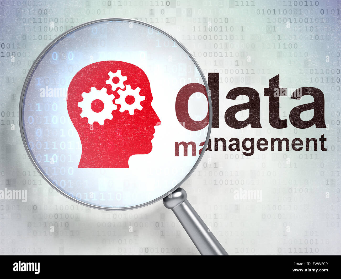Data concept: Head With Gears and Data Management with optical glass ...