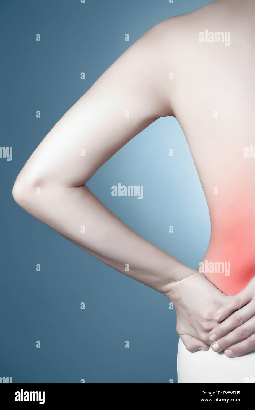 Lower back pain rear view woman hi-res stock photography and images - Alamy