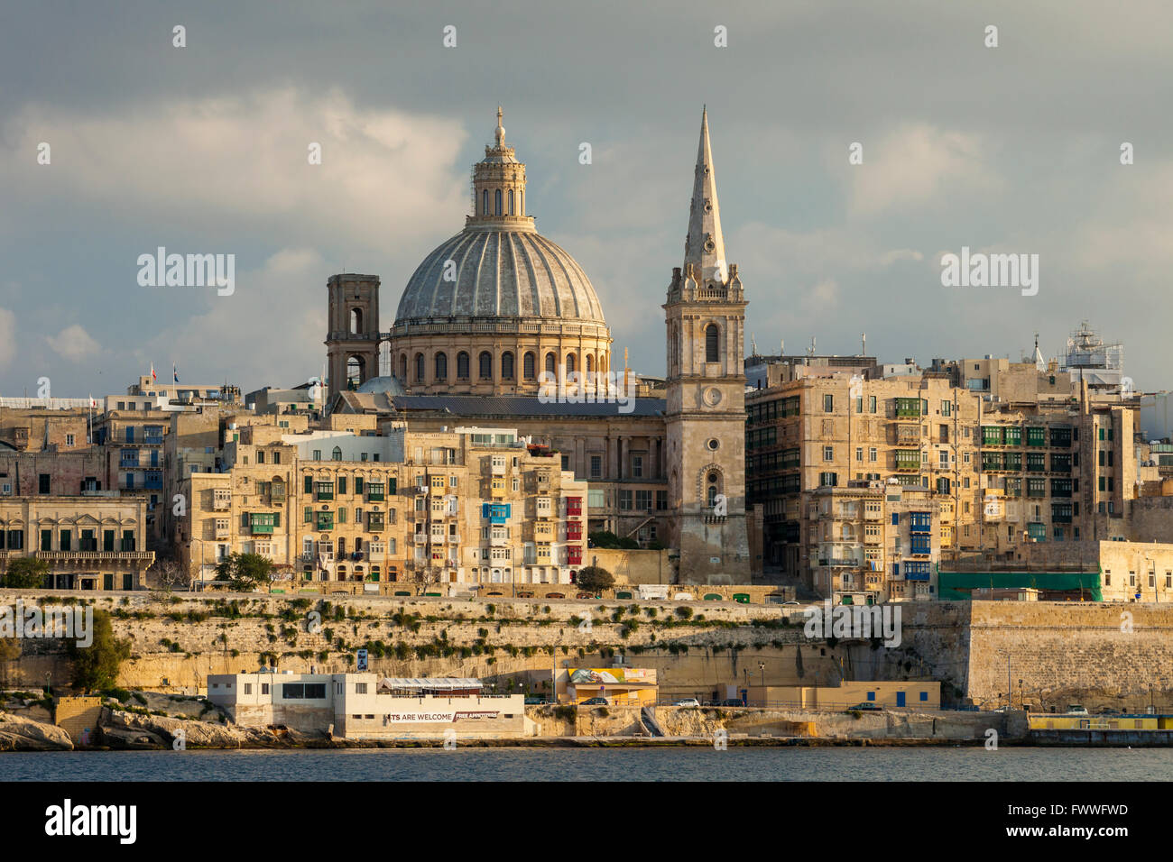 Carmelite church dome towers above Valletta, Malta Stock Photo - Alamy