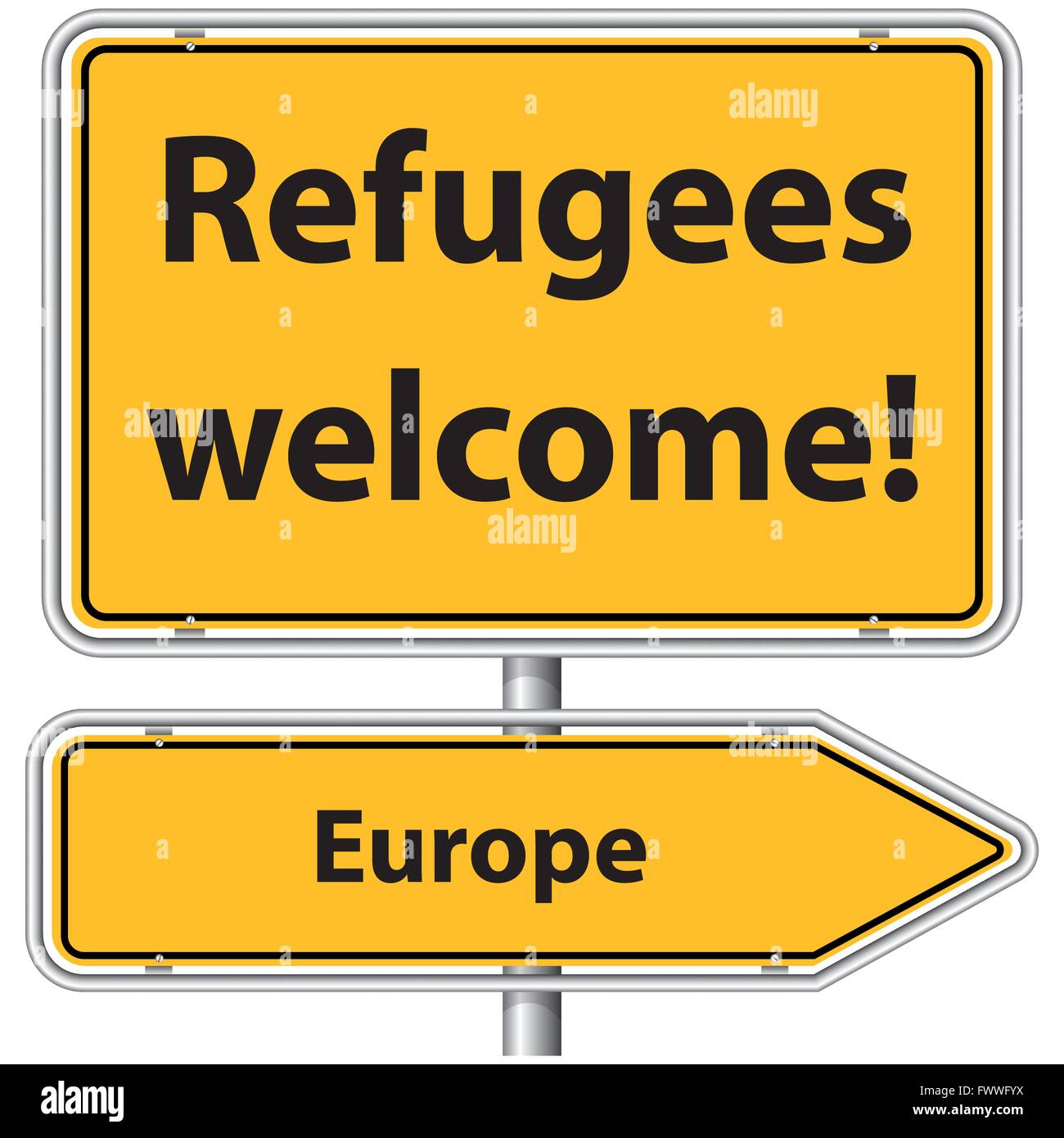 Illustration Vector Graphic Road Sign Refugees Europe for the creative ...