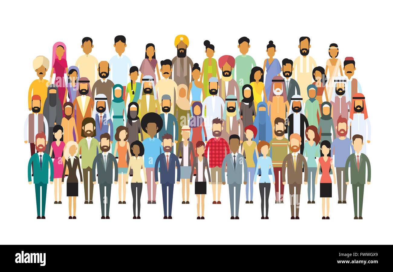 Group of Business People Big Crowd Businesspeople Mix Ethnic Diverse ...