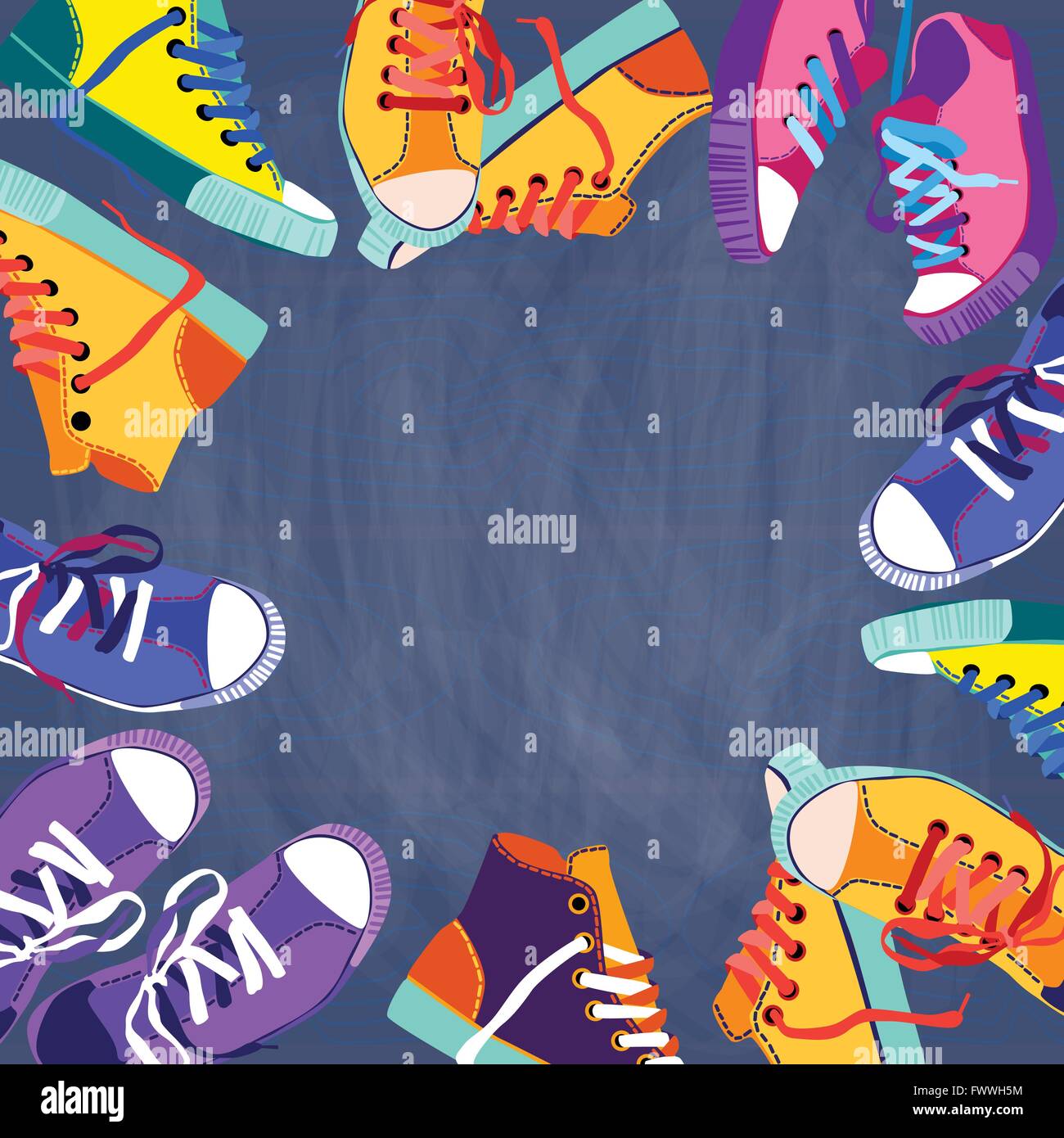 Colorful Sneakers Training Sport Shoes Set Collection Banner With Copy ...