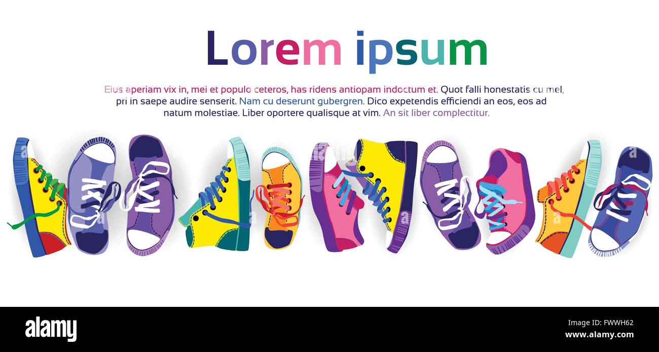 Colorful Sneakers Training Sport Shoes Set Collection Banner With Copy ...