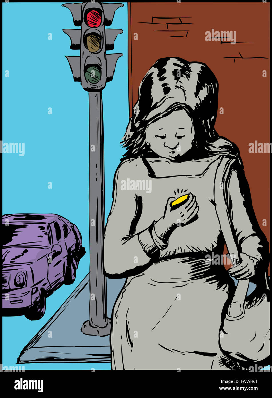 Woman cell phone crossing street hi-res stock photography and images ...