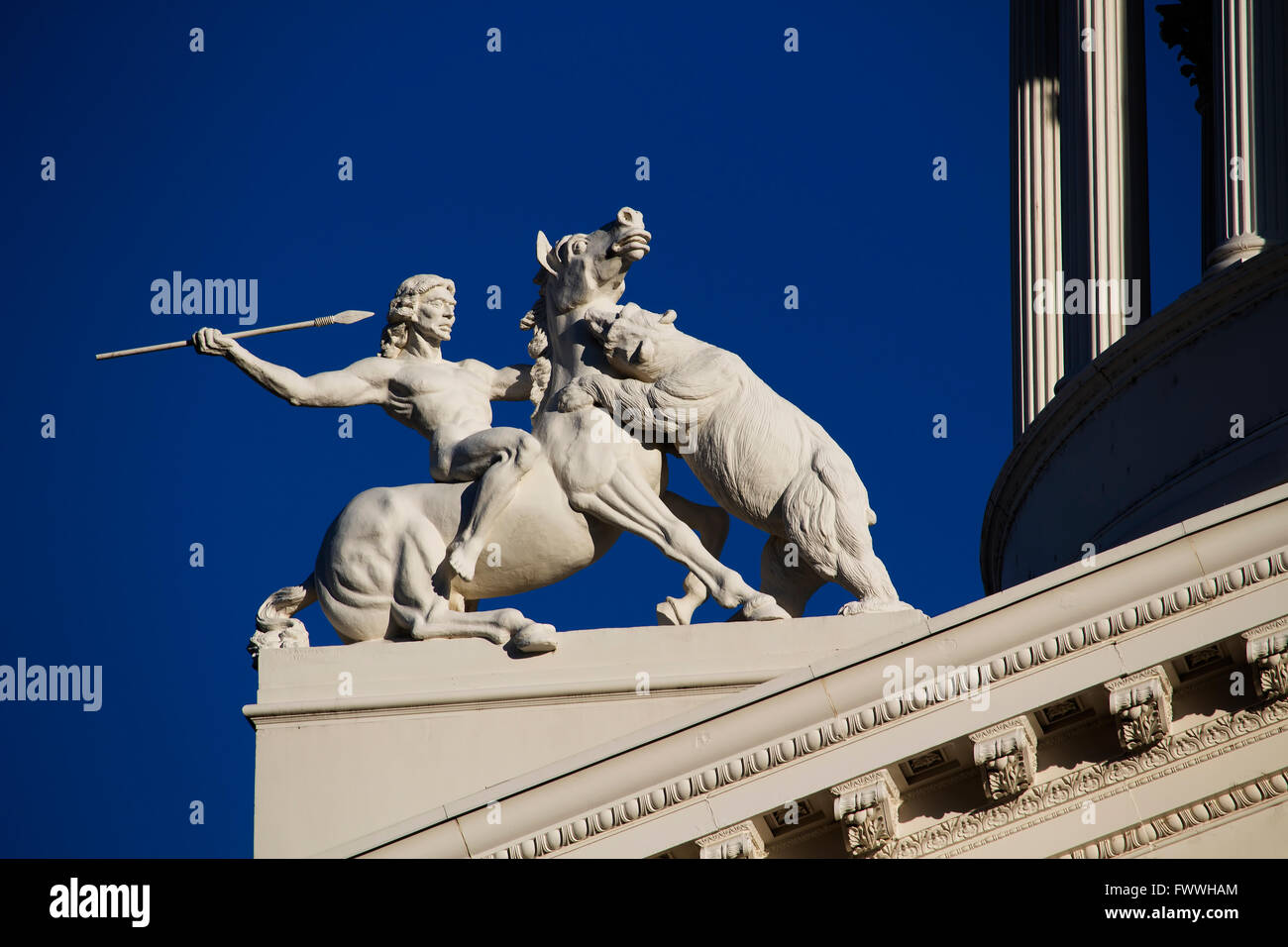 Tight Shot Of Statue On Top California Statue Capital Building Stock ...