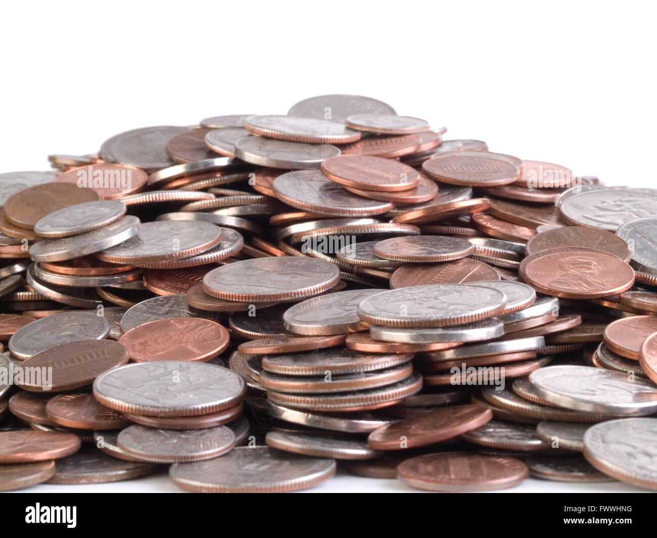 Pile of US Coins of various denominations Stock Photo - Alamy