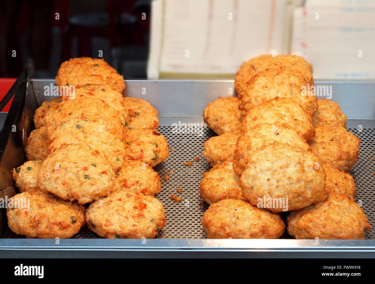 Deep fried cakes made from minced fish, flour and vegetables Stock ...