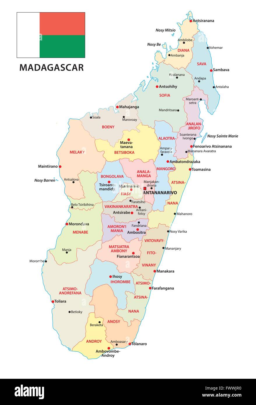 Madagascar political map administrative Cut Out Stock Images & Pictures ...