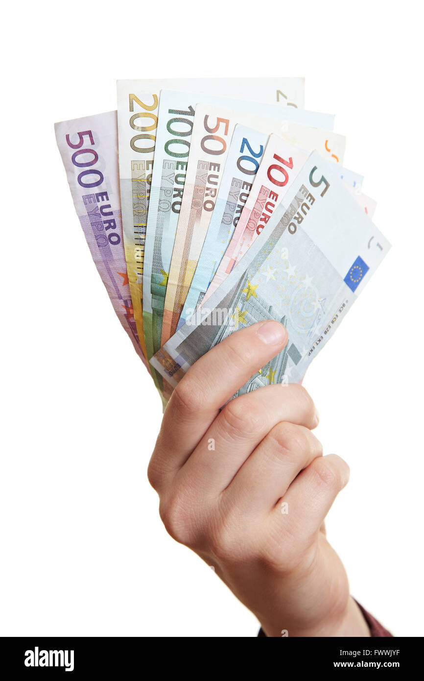 Hand different money bills Cut Out Stock Images & Pictures - Alamy