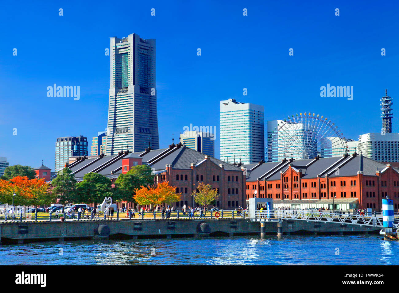 Yokohama Landmark Tower skyscrapers water front of port Yokohama Japan ...