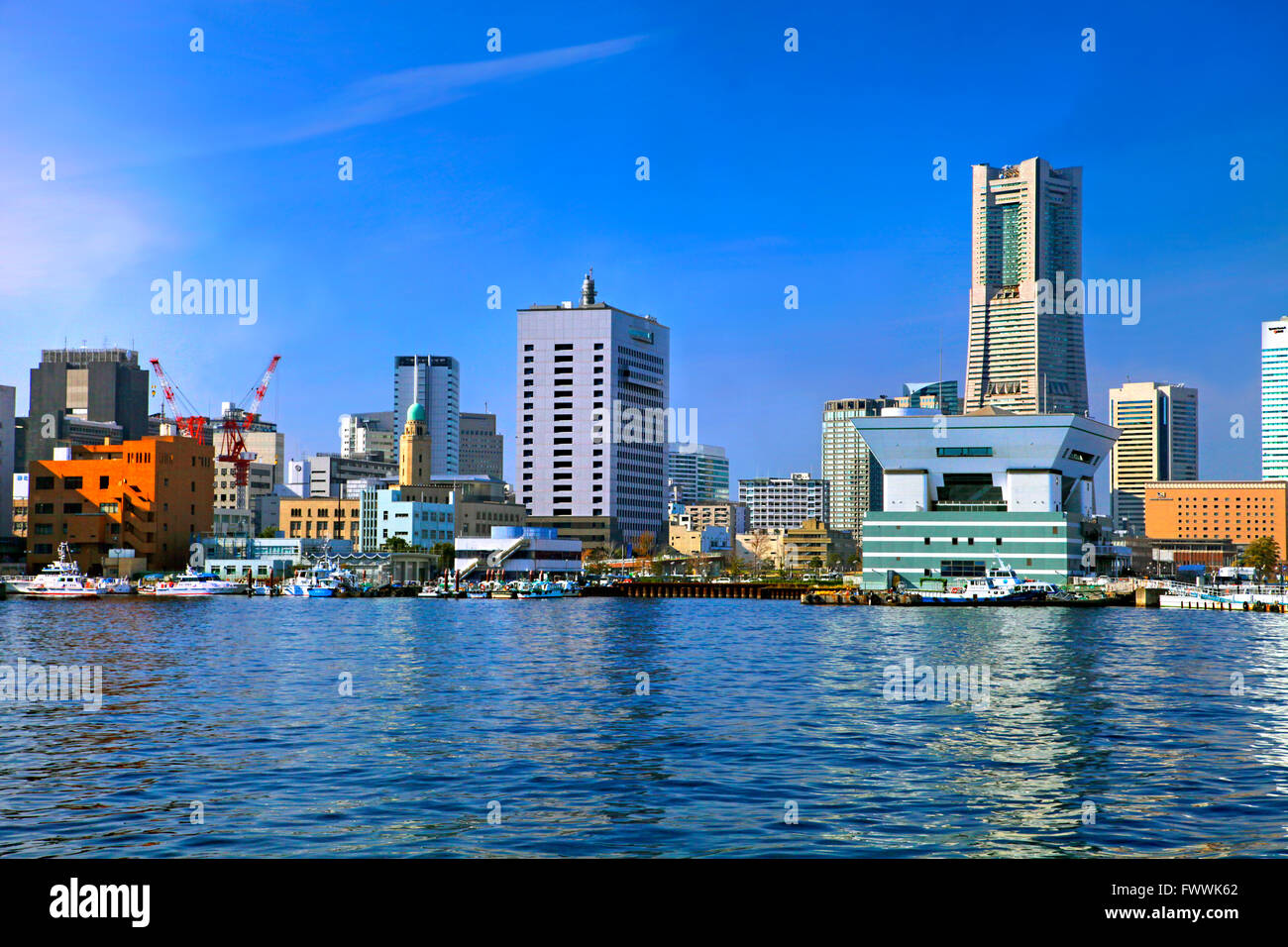 Yokohama Landmark Tower skyscrapers water front of port Yokohama Japan ...