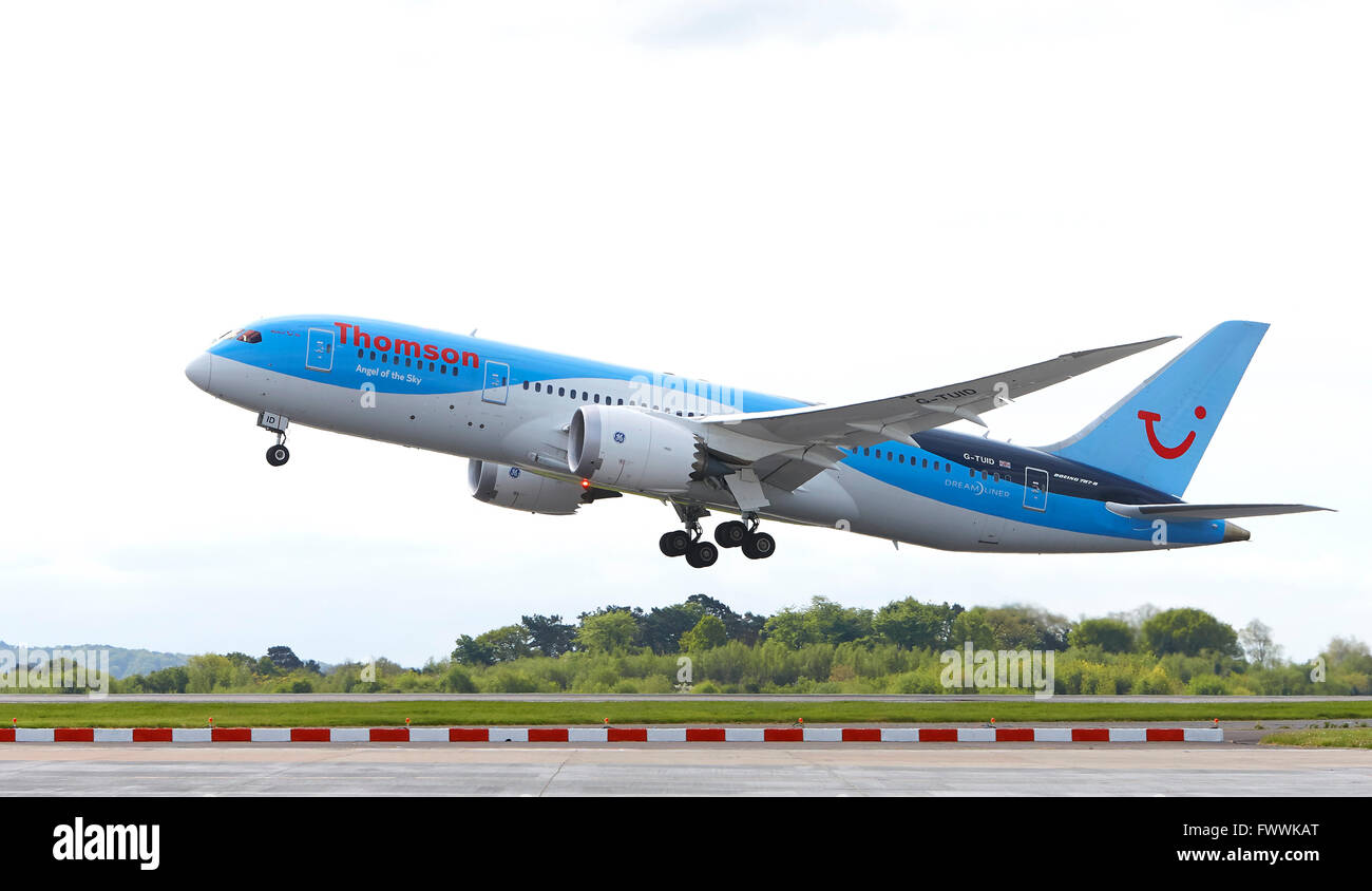 Aircraft during take-off. Manchester Airport, Manchester, United ...