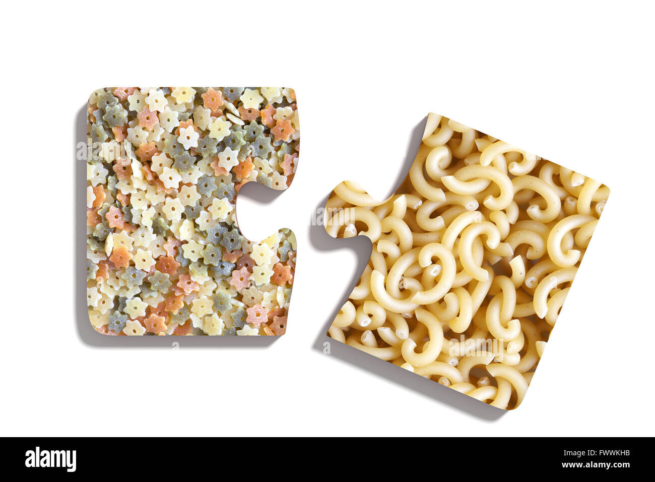 3d rendering of noodles illustrated on puzzles against of white ...