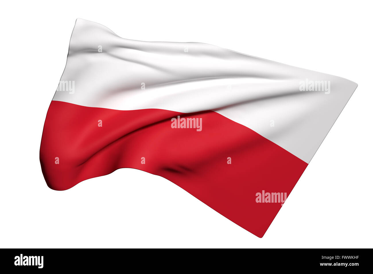3d rendering of a close-up of volume red and white Polish flag waving ...