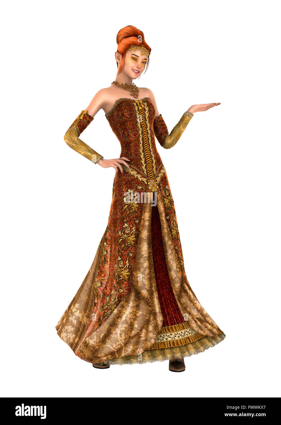 3D Illustration of a beautiful princess of autumn isolated on white ...