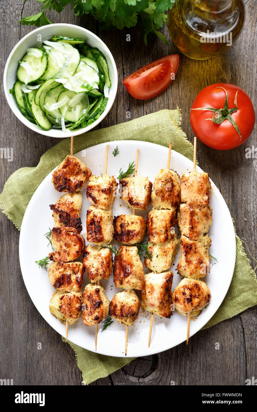 Kebab and vegetables, top view Stock Photo - Alamy