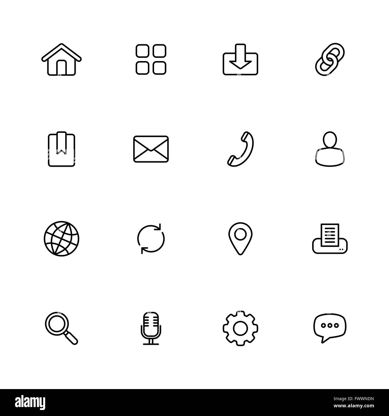 [EPS10] black line simple web icon set for web, UI, infographic and ...