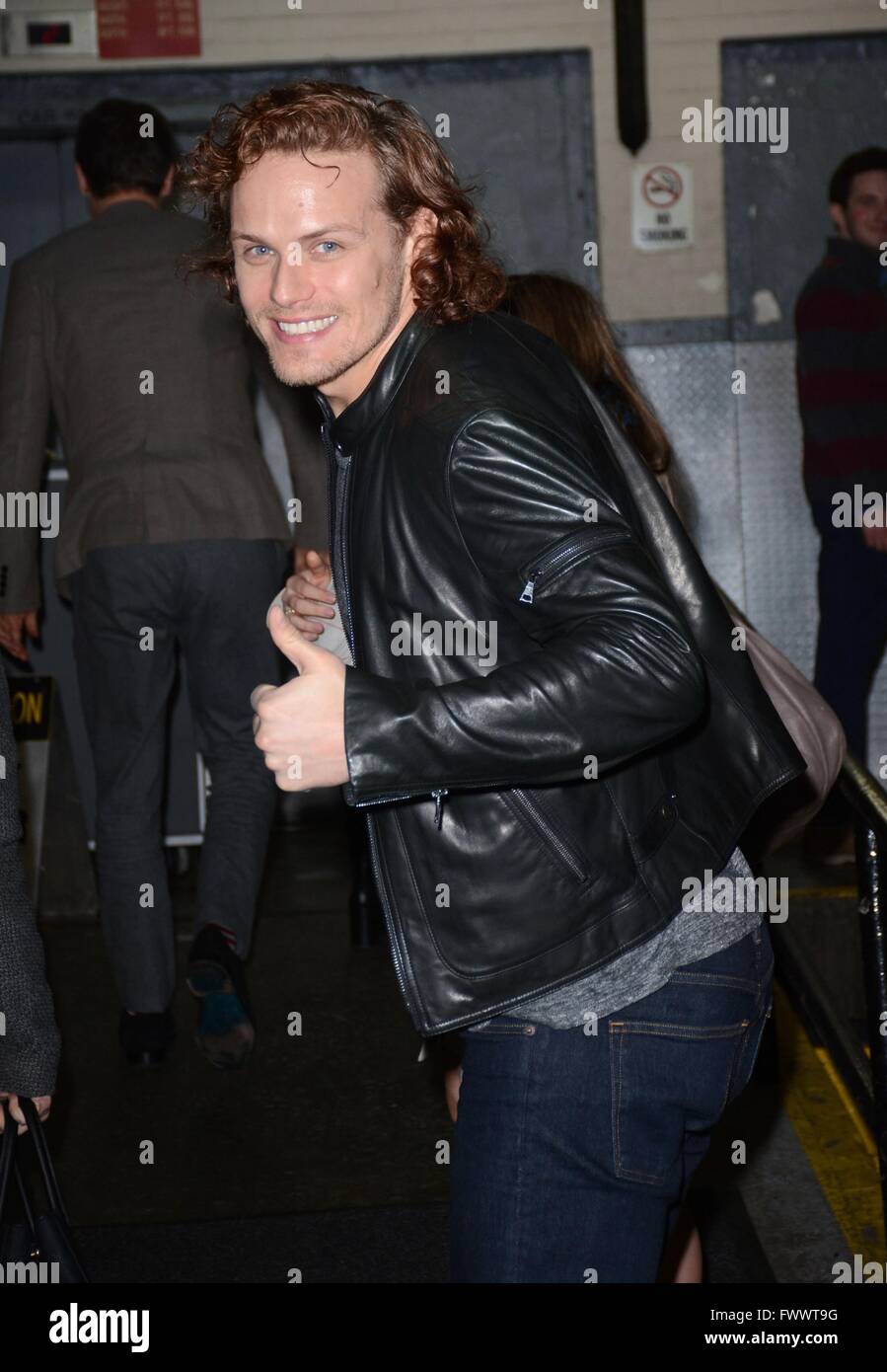 New York, NY, USA. 7th Apr, 2016. Sam Heughan out and about for ...