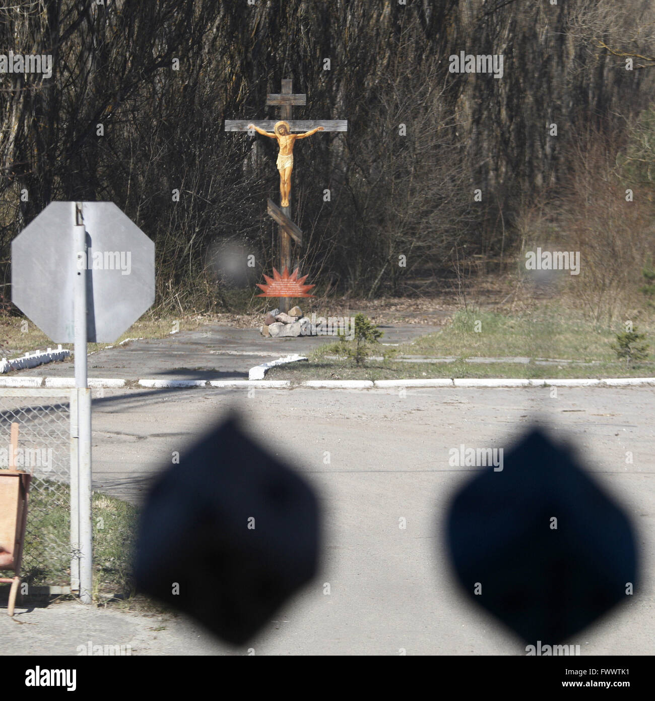 A picture taken on April 3, 2014 shows the cross with a crucifix in the ...