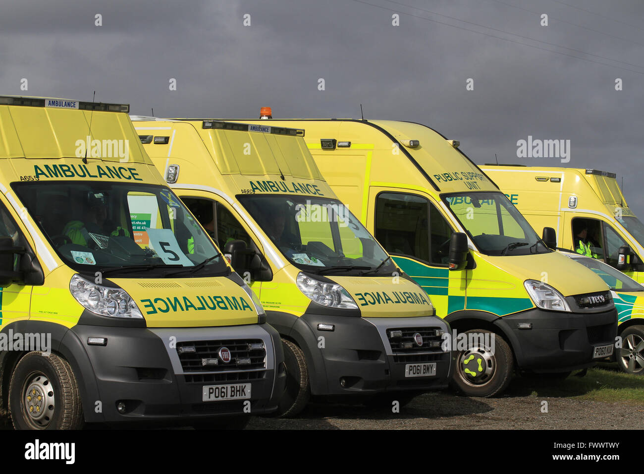 Parked NHS North West ambulances in Liverpool, Merseyside, UK 7th April ...