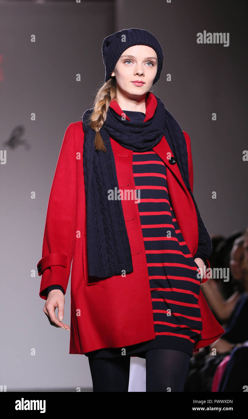 Tokyo, Japan. 7th Apr, 2016. A model displays creation of French brand ...